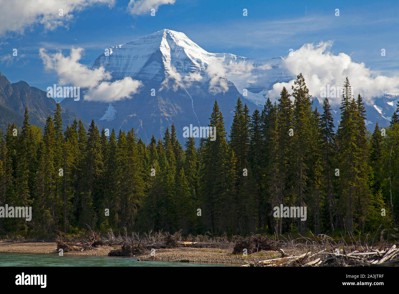 Mount Robson and river, BC, Canada Stock Photo - Alamy