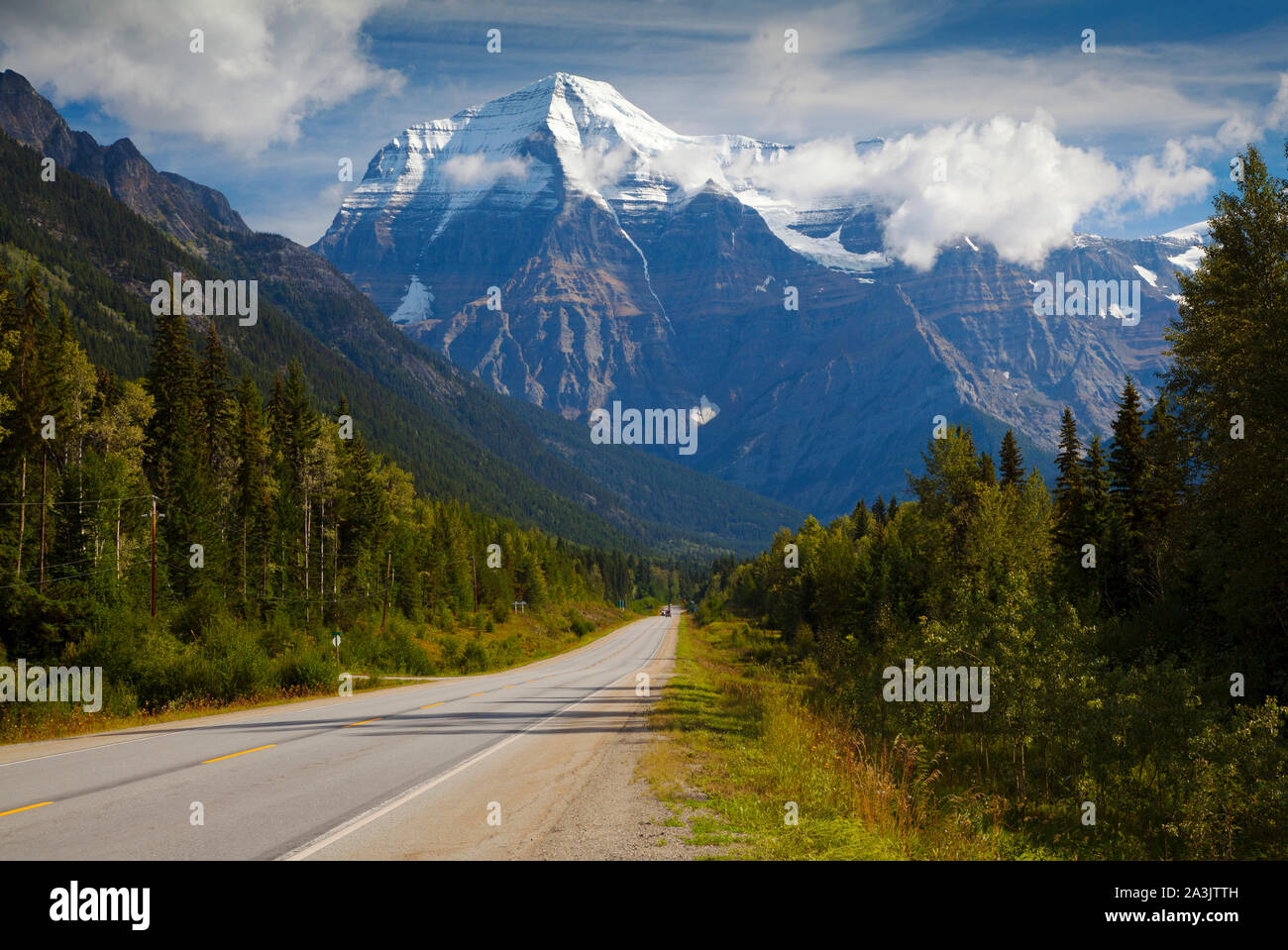 Road entering Mount Robson Provincial Park from highway 5 in BC Stock ...
