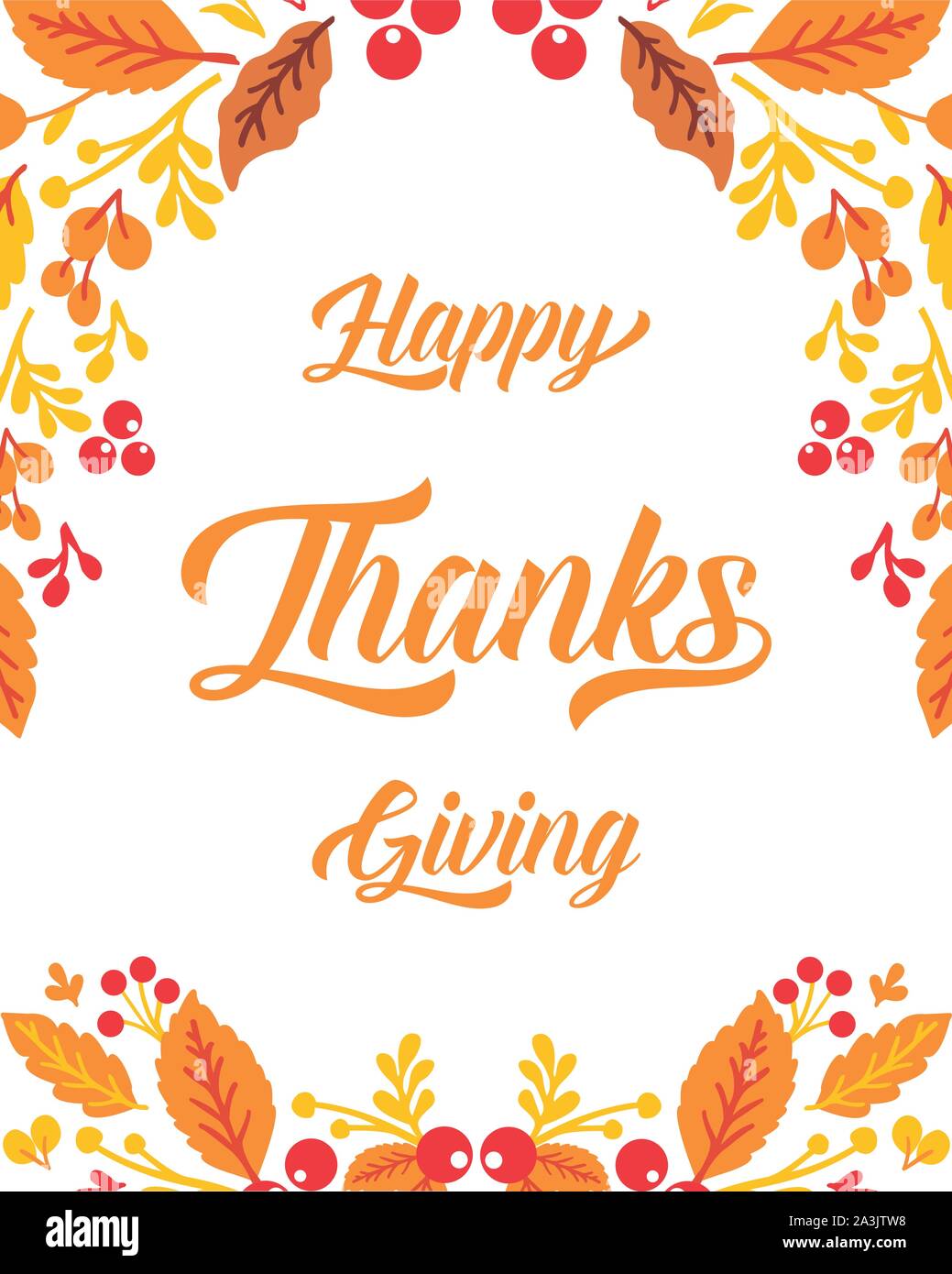 Template lettering of thanksgiving, with autumn leaves frame background ...