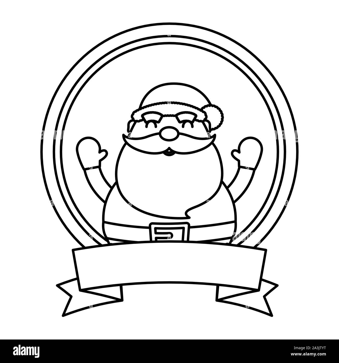 merry christmas santa claus with circular frame Stock Vector Image ...