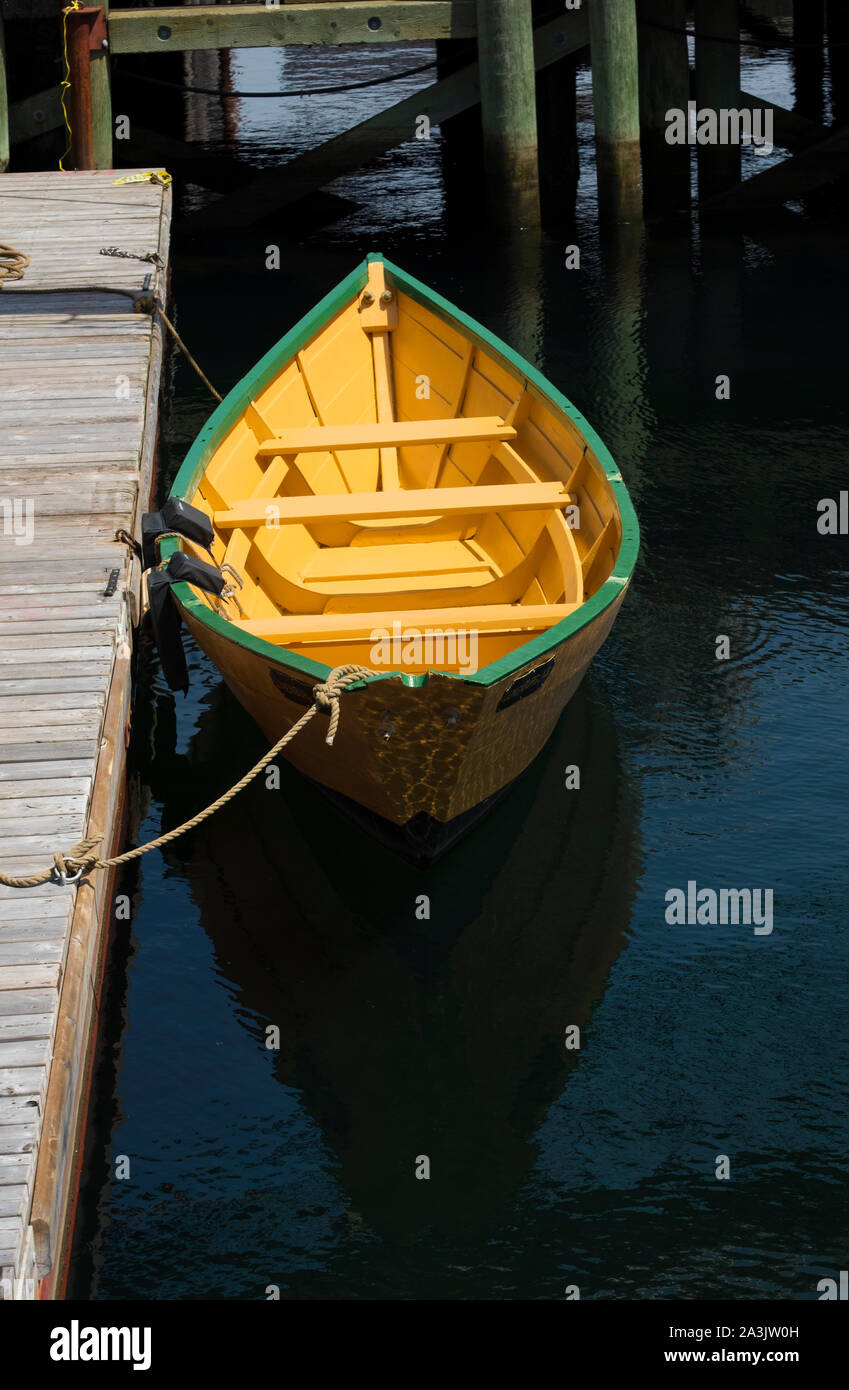 Little yellow boat in Lunenburg harbor, Nova Scotia Stock Photo - Alamy