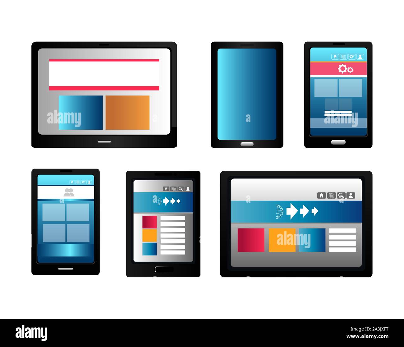 bundle tablets device with icons Stock Vector Image & Art - Alamy
