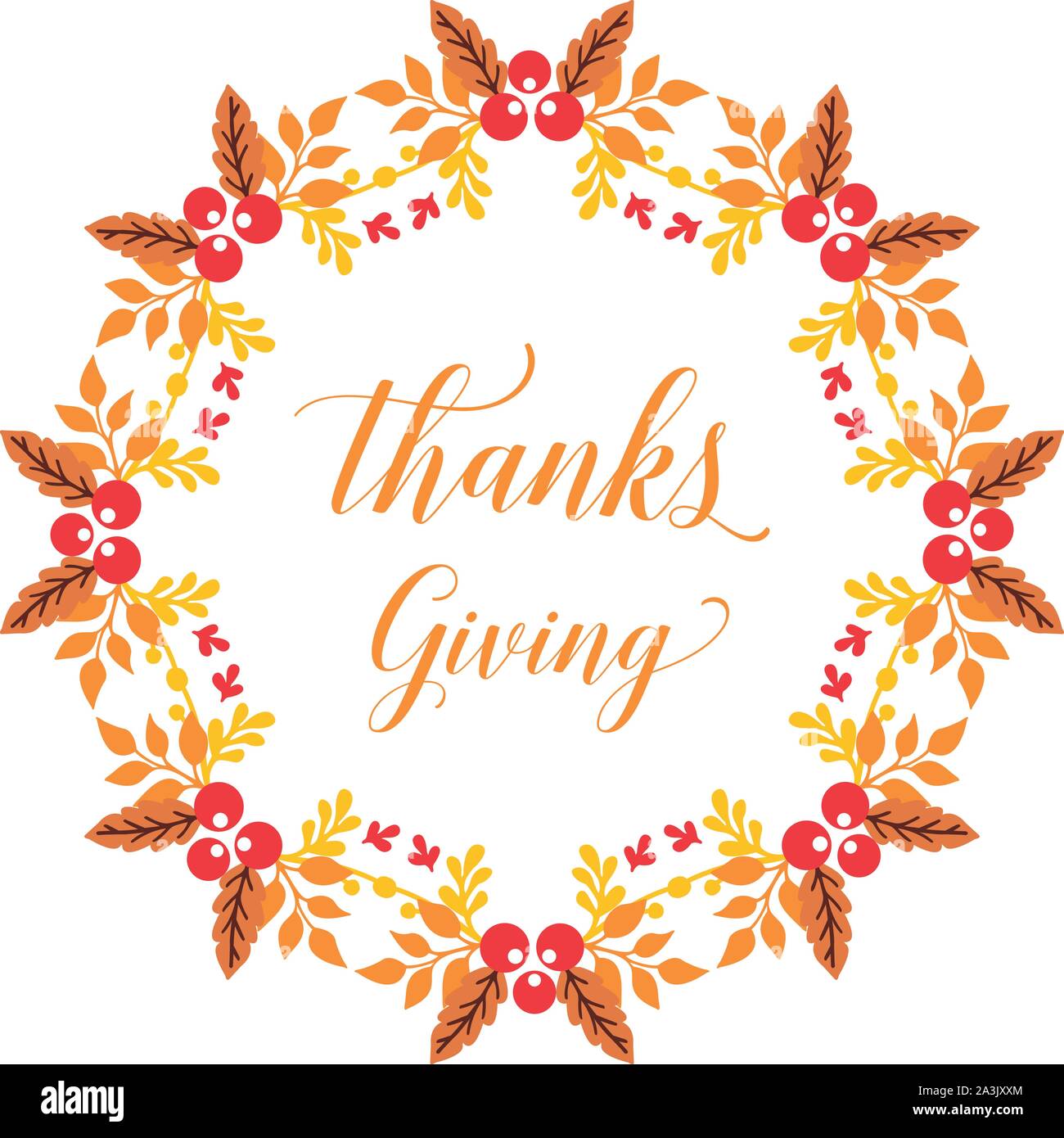 Design banner thanksgiving, with beautiful autumn leaves frame. Vector ...