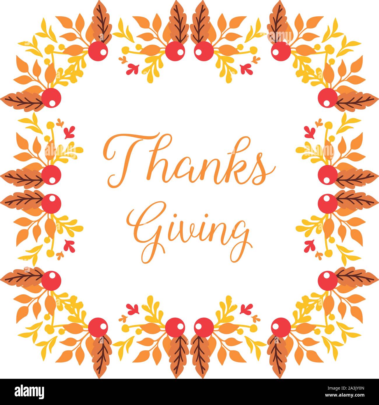 Design banner thanksgiving, with beautiful autumn leaves frame. Vector ...