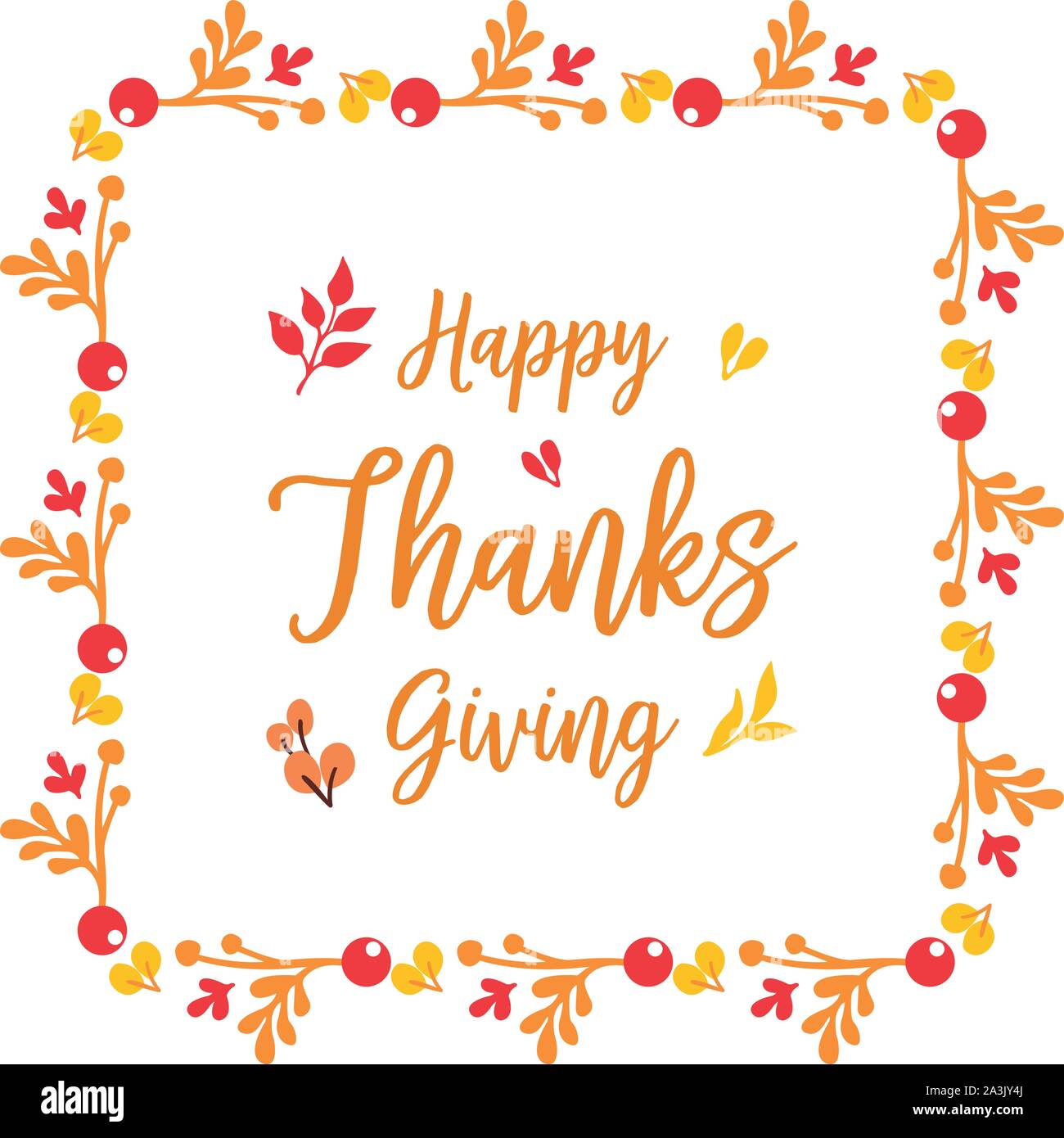 Design banner thanksgiving, with beautiful autumn leaves frame. Vector ...