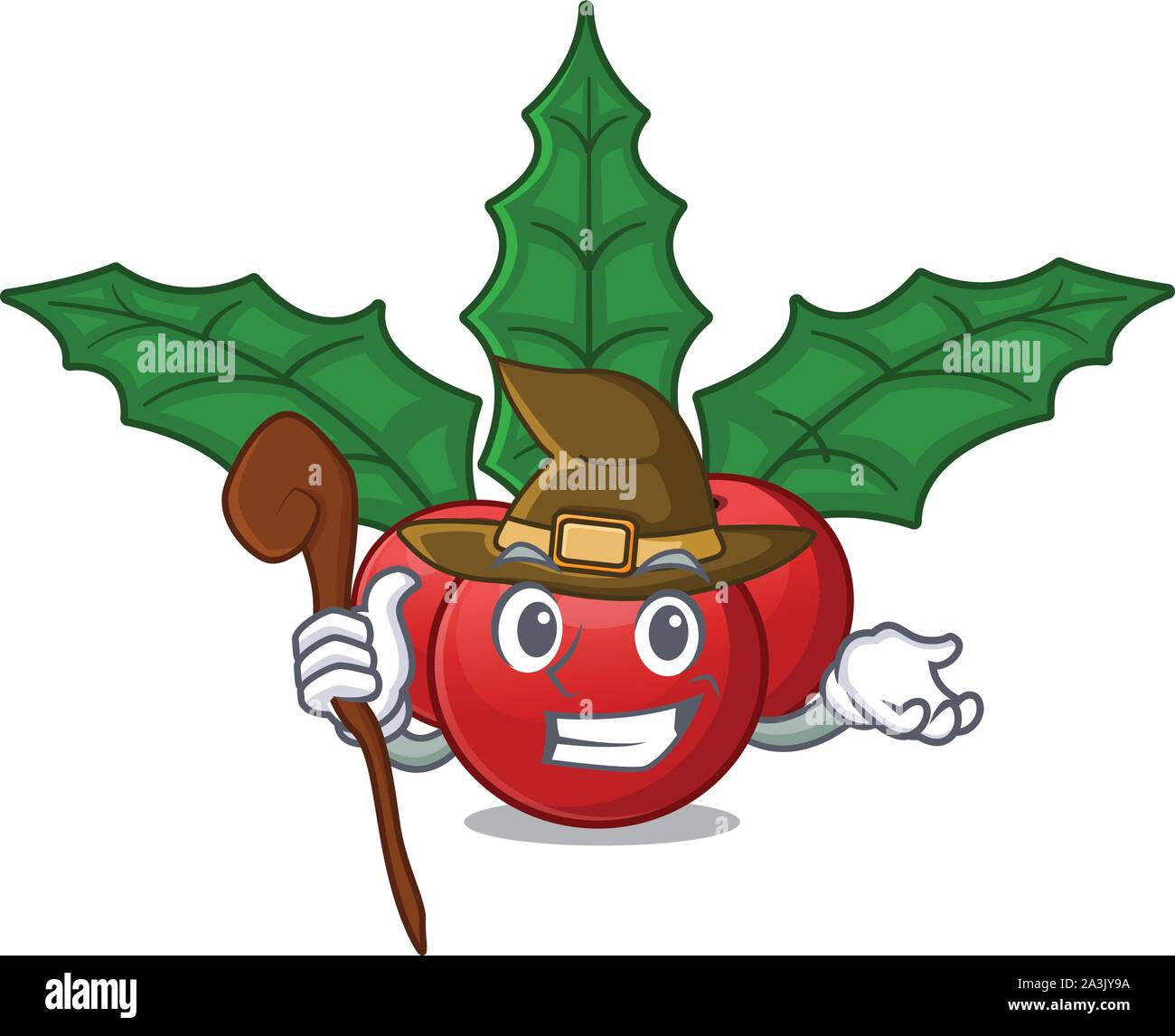 Witch christmas holly berry with character shape Stock Vector Image ...
