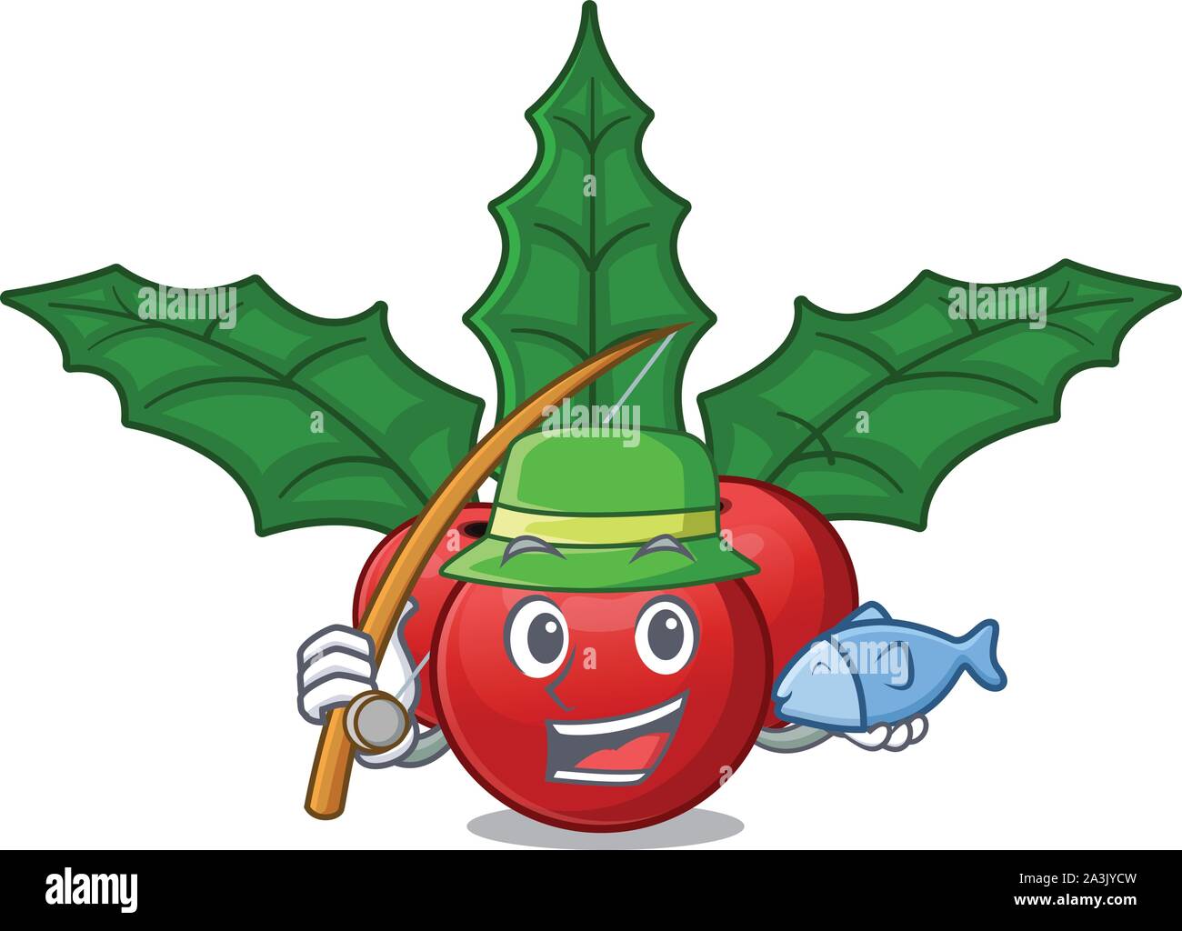 Fishing christmas holly berry with character shape Stock Vector Image ...