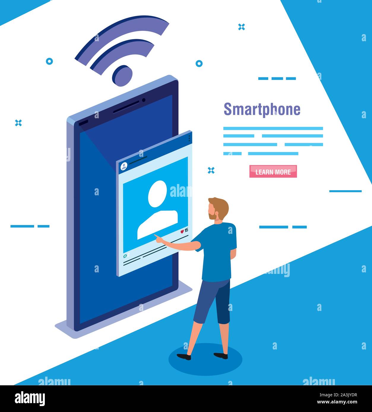 man with smartphone and social media icons Stock Vector Image & Art - Alamy