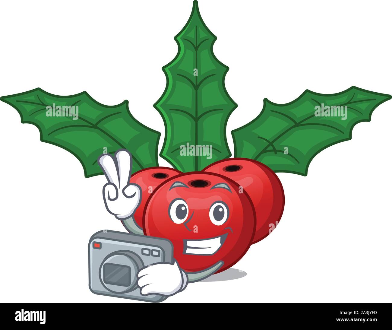 Photographer christmas holly berry with character shape Stock Vector ...