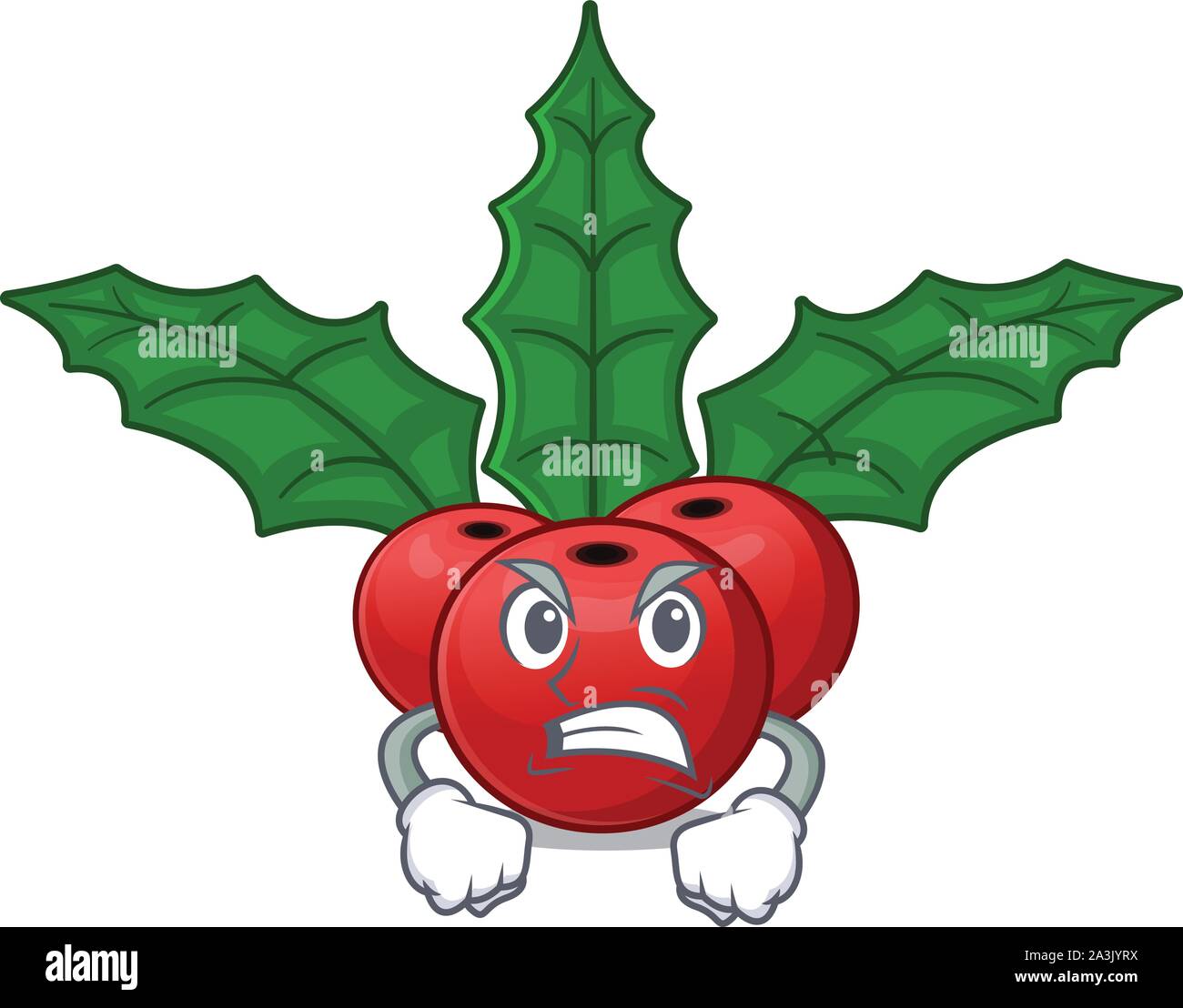 Angry christmas holly berry with character shape Stock Vector Image ...