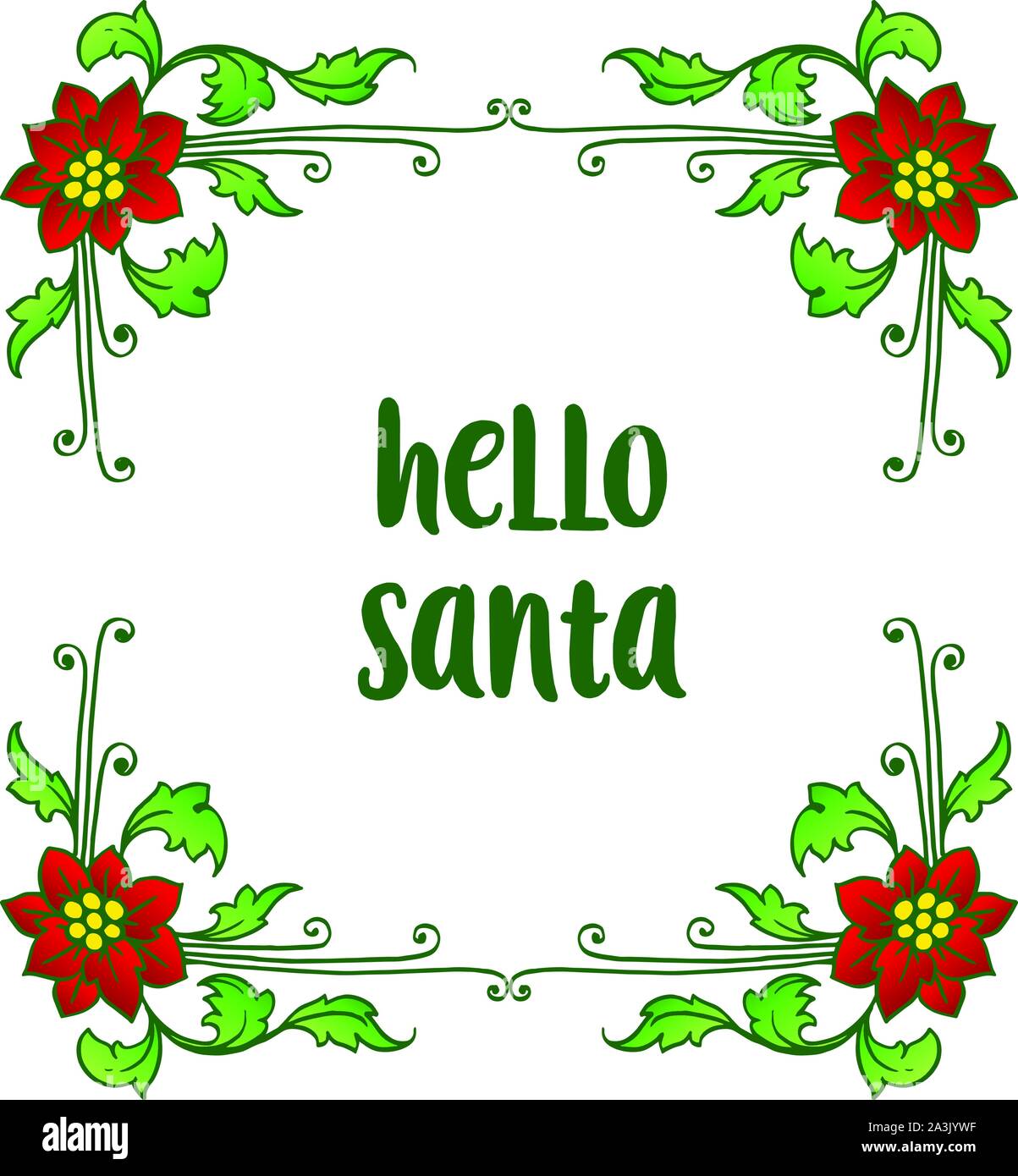 Design red flower frame and green leaves, for decoration of template ...