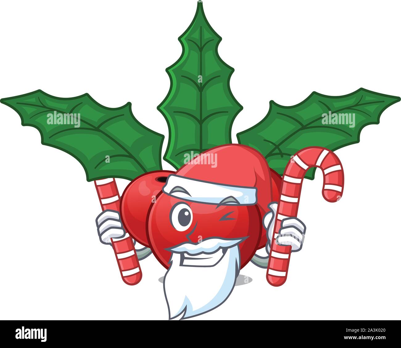 Santa with candy christmas holly berry in the cartoon Stock Vector ...
