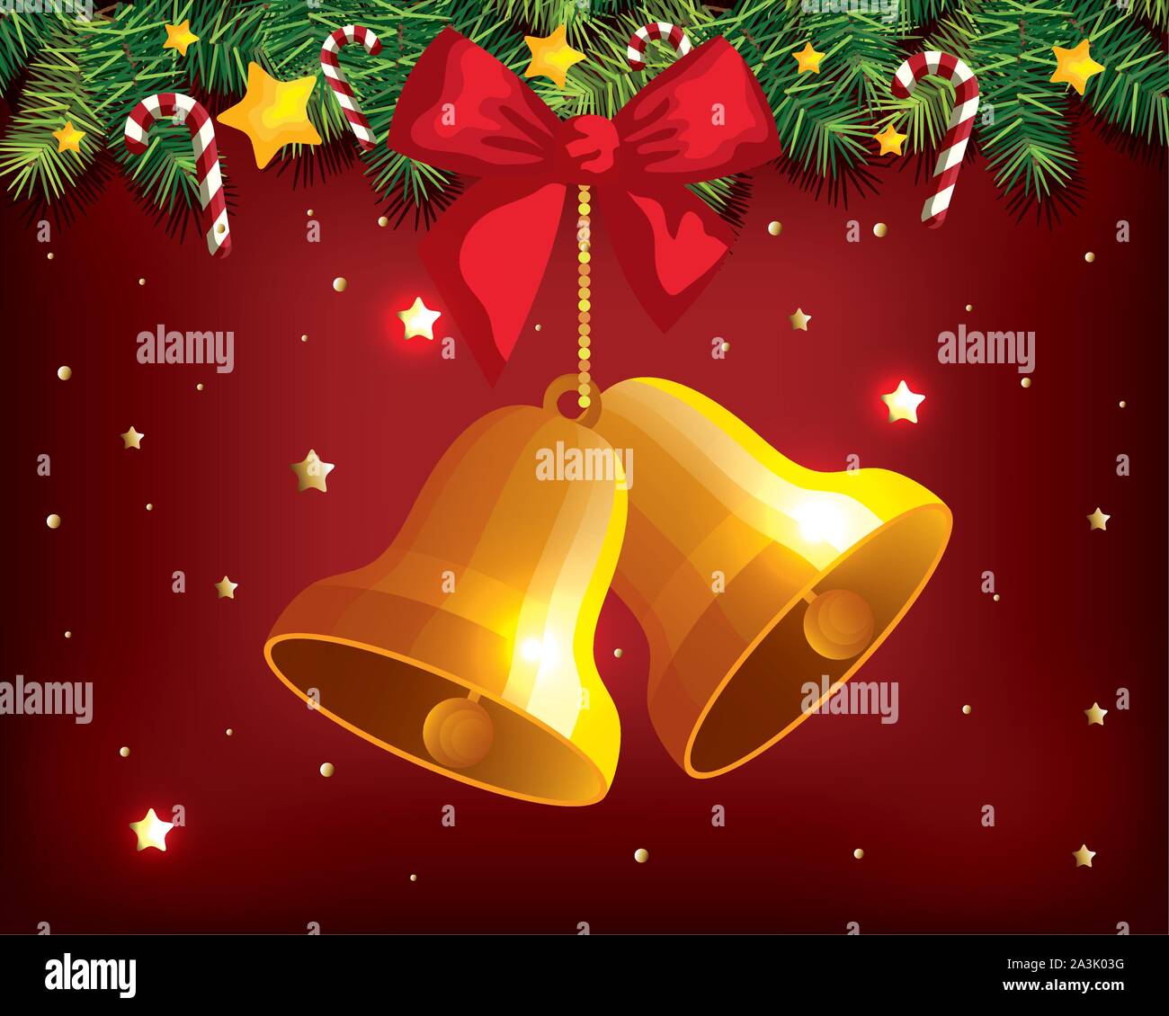 christmas poster with bells hanging and decoration Stock Vector Image ...