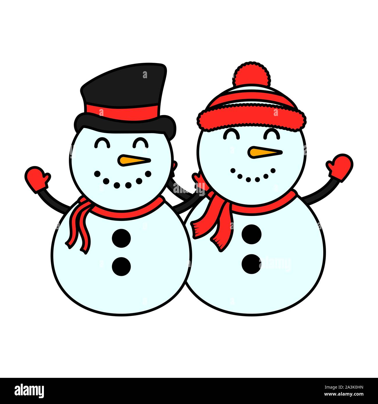 Snowman couple decoration Stock Vector Images - Alamy