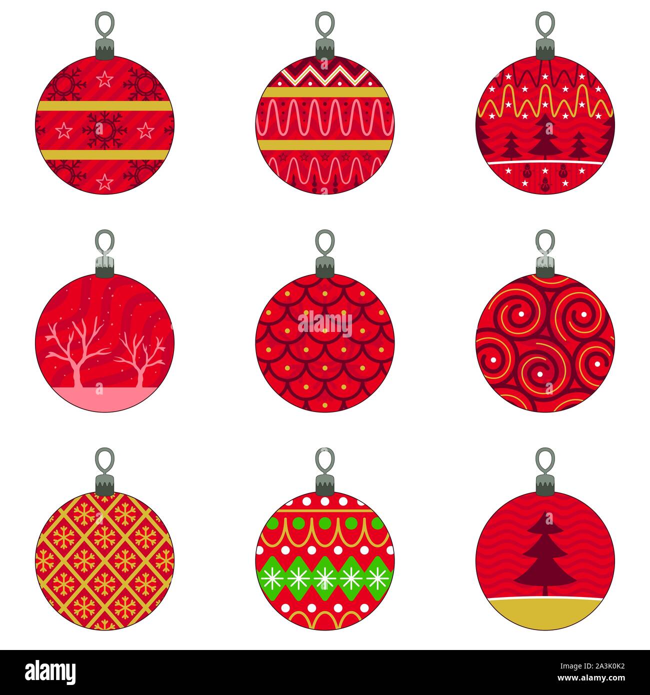 A vector illustration of Different Designs of Christmas Baubles ...