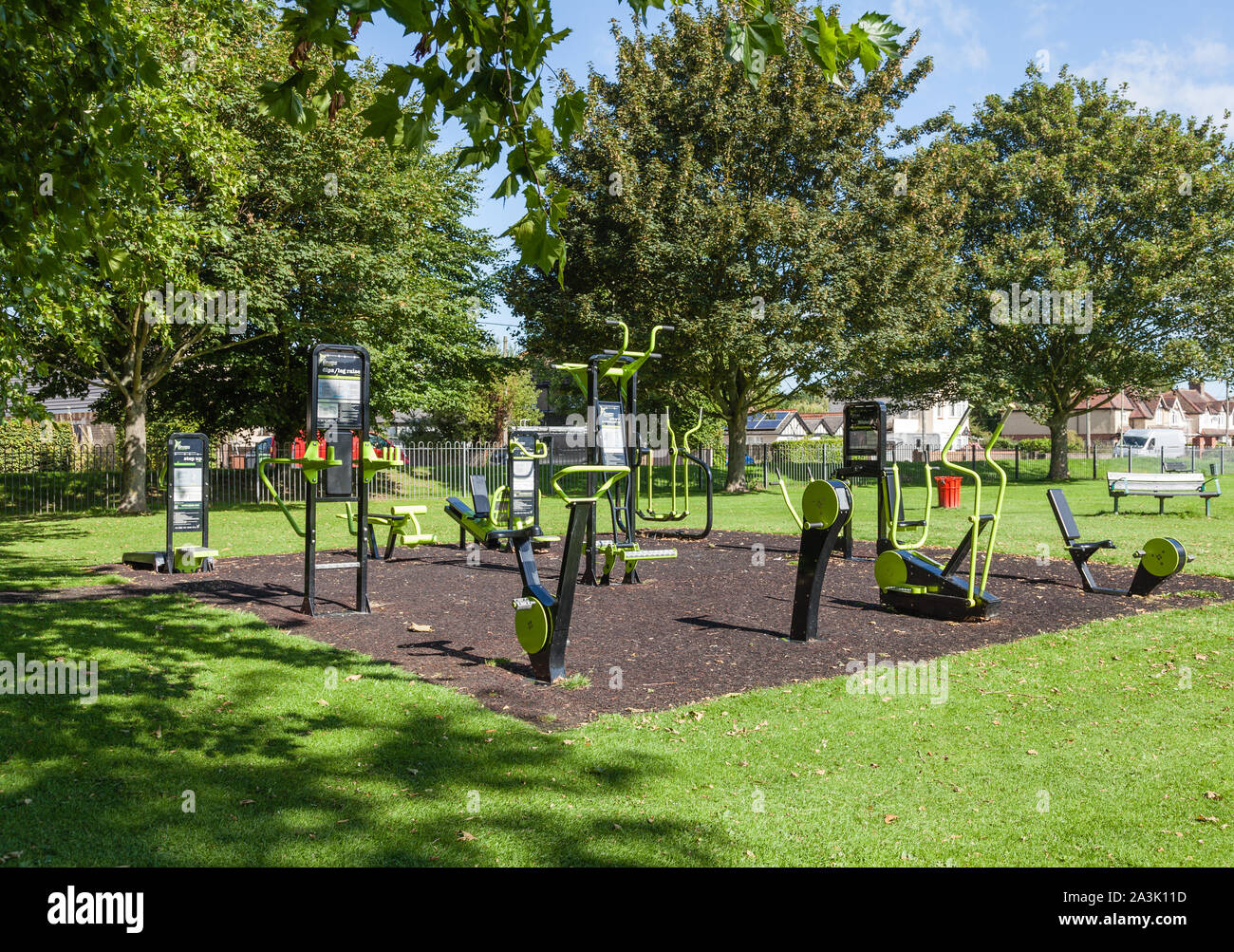 In the park free outdoor gym and fitness area Stock Photo - Alamy