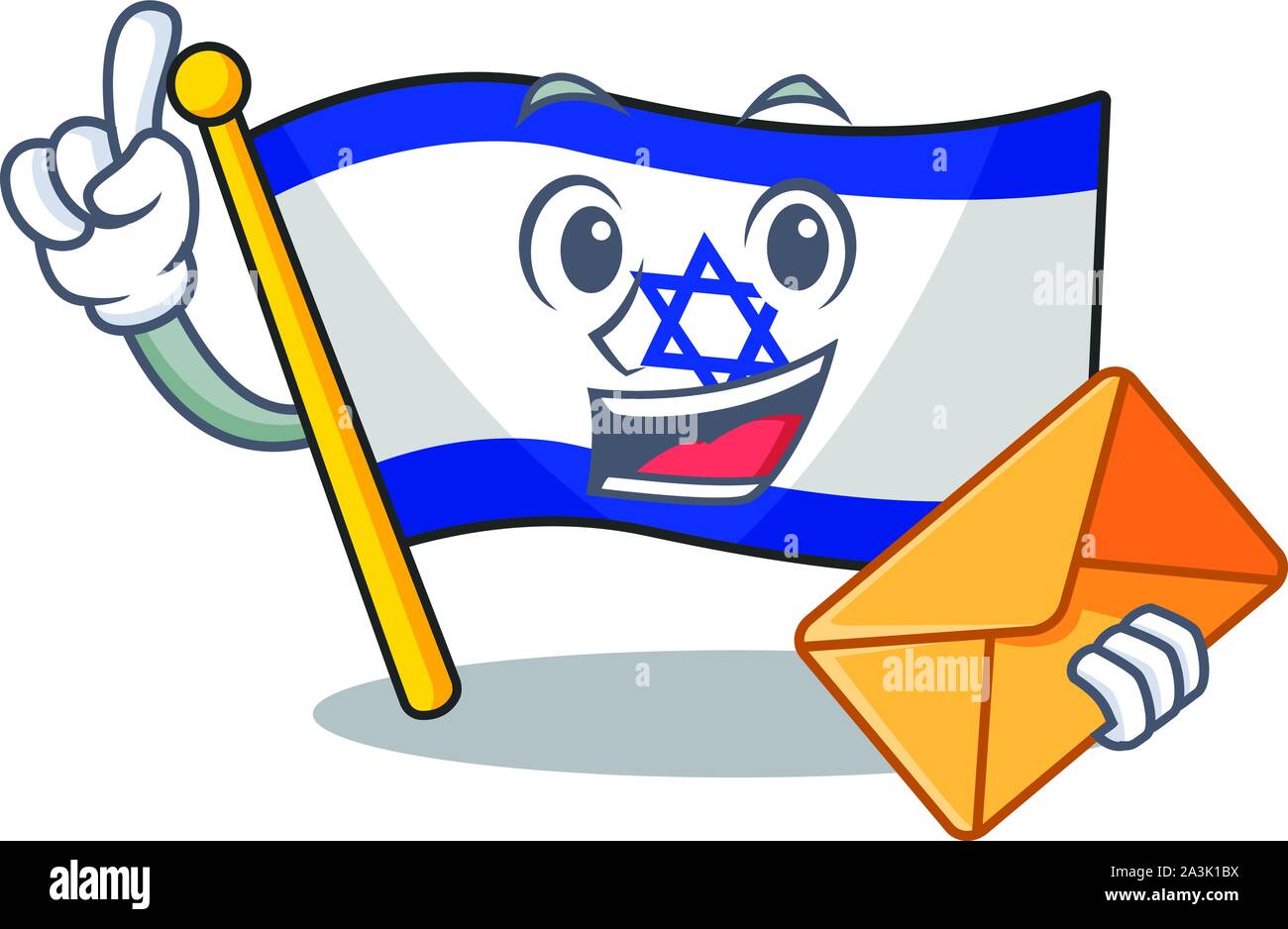 Israel flag on pole Stock Vector Images - Alamy