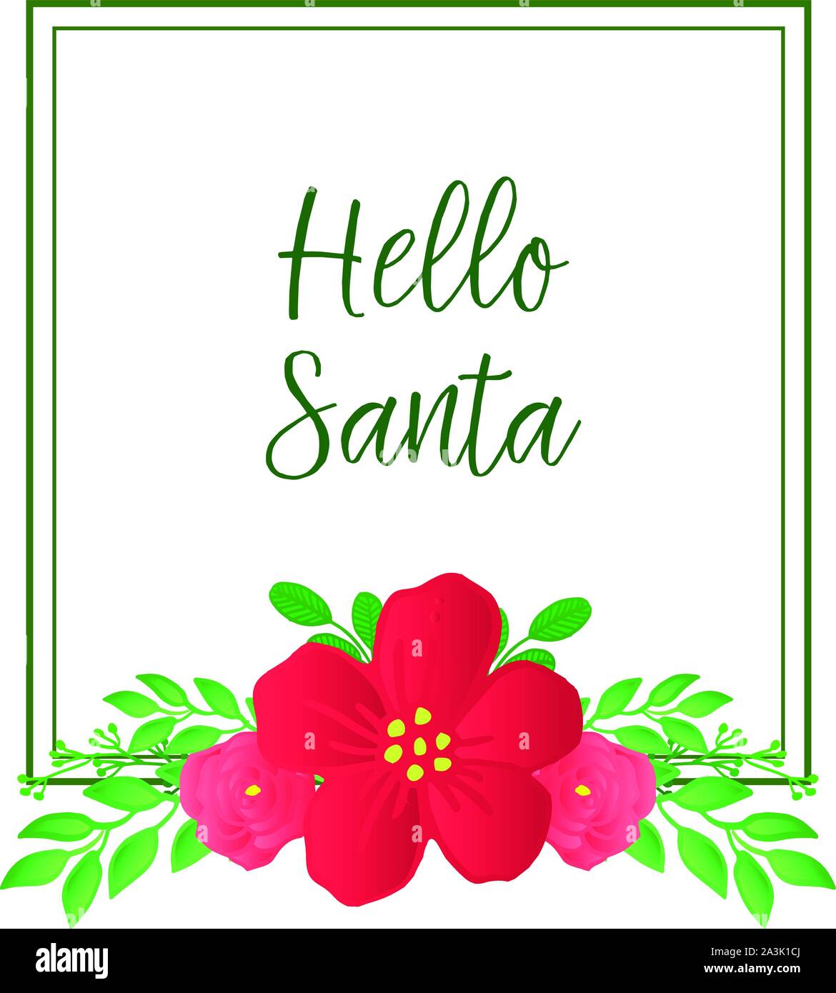 Design pattern of red flower frame, for template of card hello santa ...