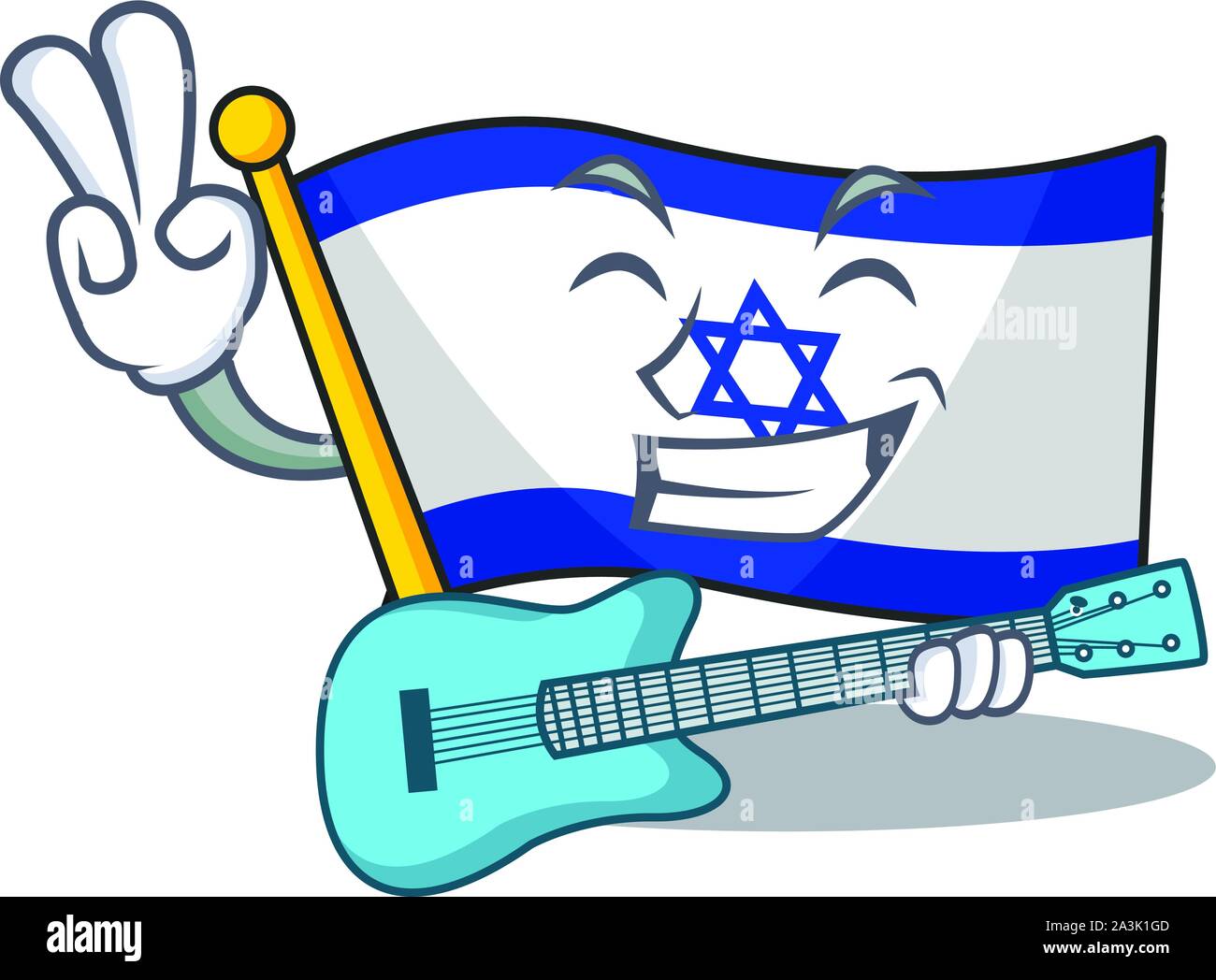 With guitar flag israel with the character shape Stock Vector Image ...