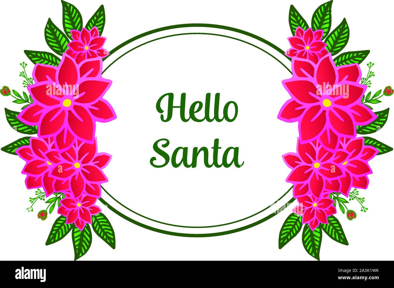 Various pattern of card hello santa, with bright beautiful red flower ...
