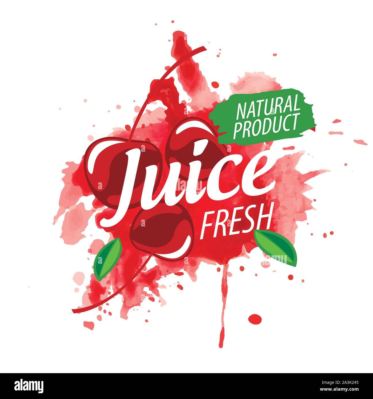 Vector logo splashes of cherry juice on white background Stock Vector ...
