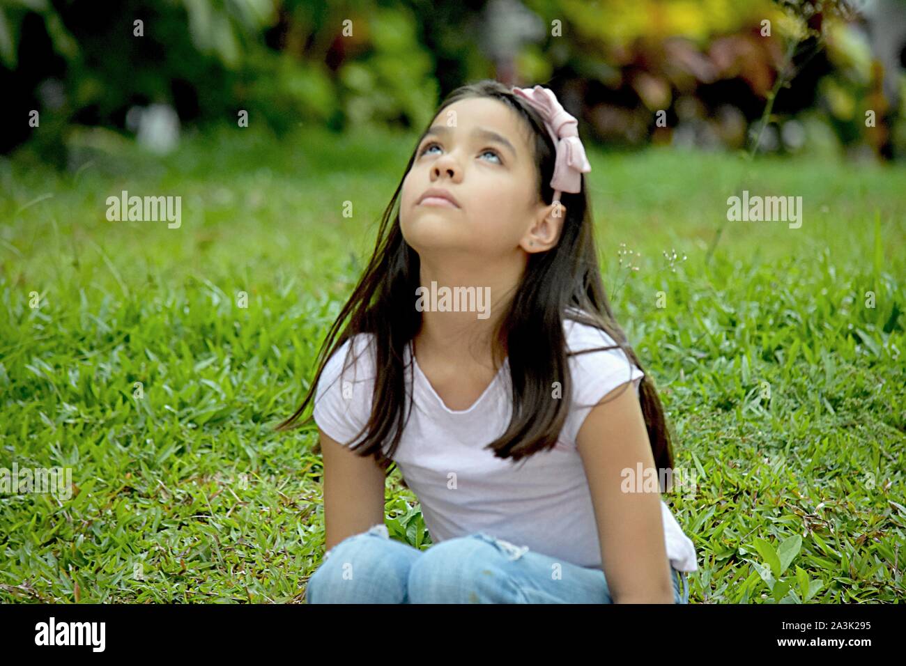 A Contemplative Girl Child Stock Photo - Alamy