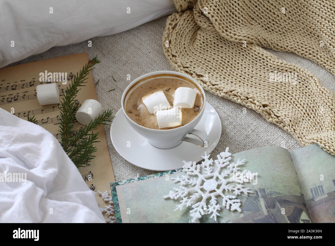 A cup of coffee with marshmallows Stock Photo - Alamy