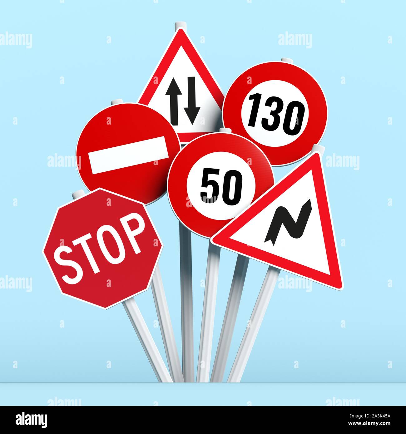 Set of road safety signs hi-res stock photography and images - Alamy
