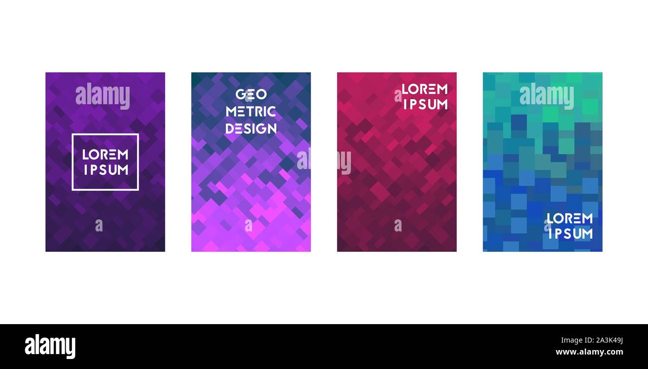 Cards set with square texture. Vector illustration. Modern digital ...