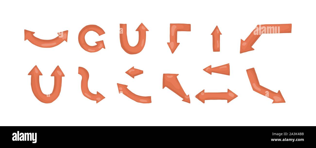 Arrow red icons set. Vector illustration. Cursors sign collection Stock ...