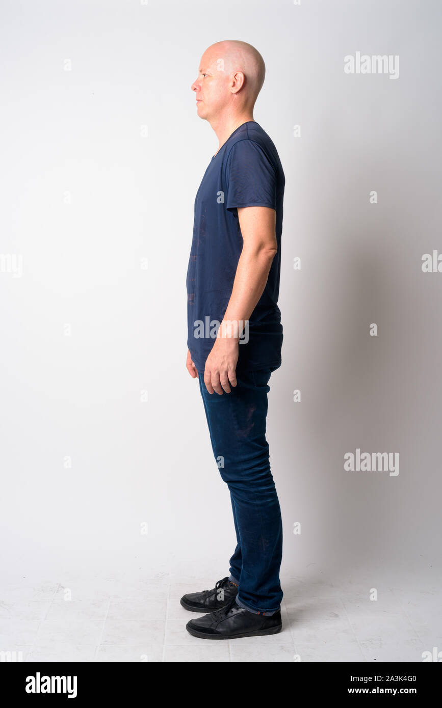 Bald Men Side View Standing