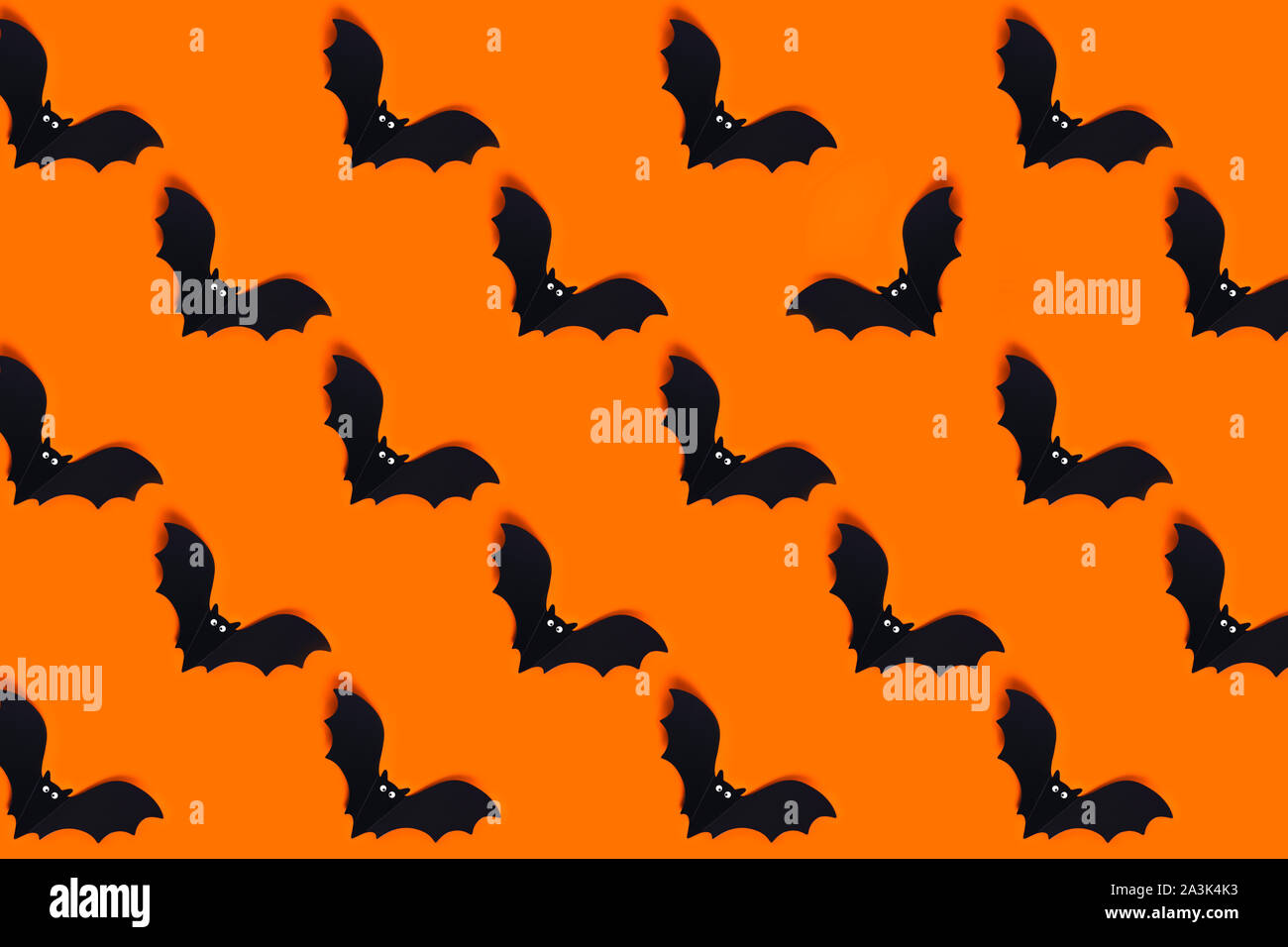 Halloween and decoration pattern - orange background with bats. Flat ...