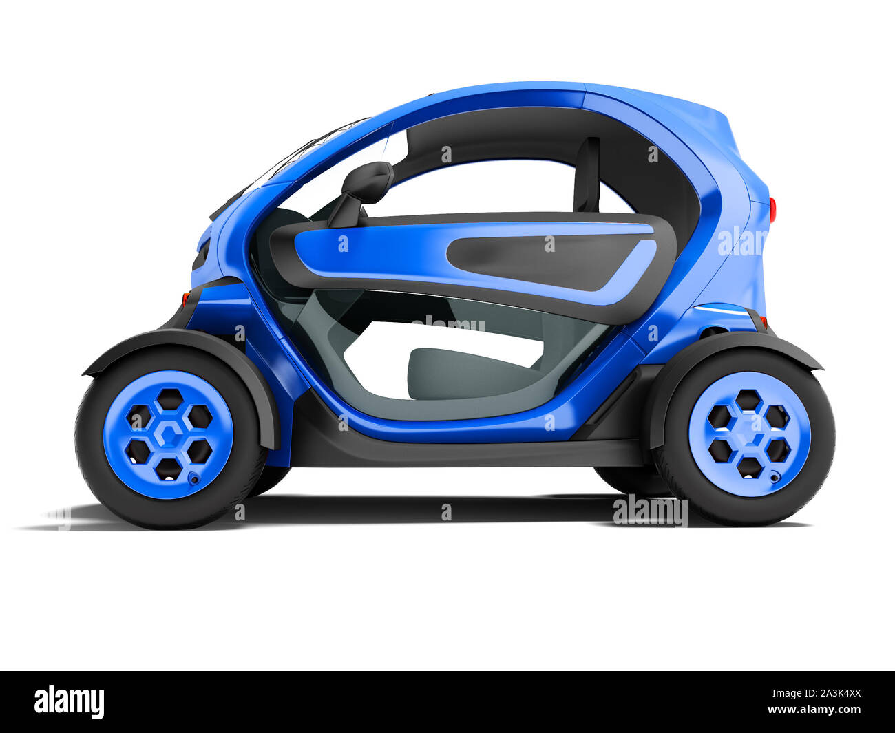 Modern dark blue electric car for city trips to two seats 3d rendering ...