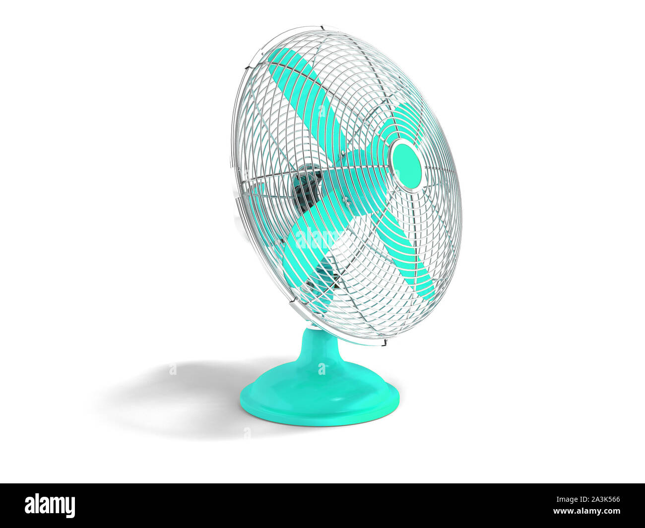 Modern blue metal fan for cooling office front view 3d rendering on ...