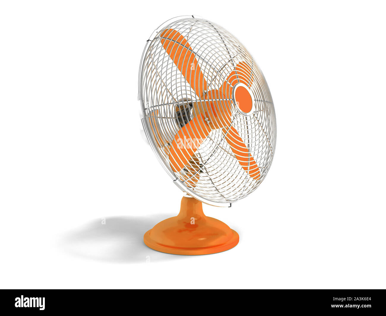 Modern orange metal fan for cooling office front view 3d rendering on ...