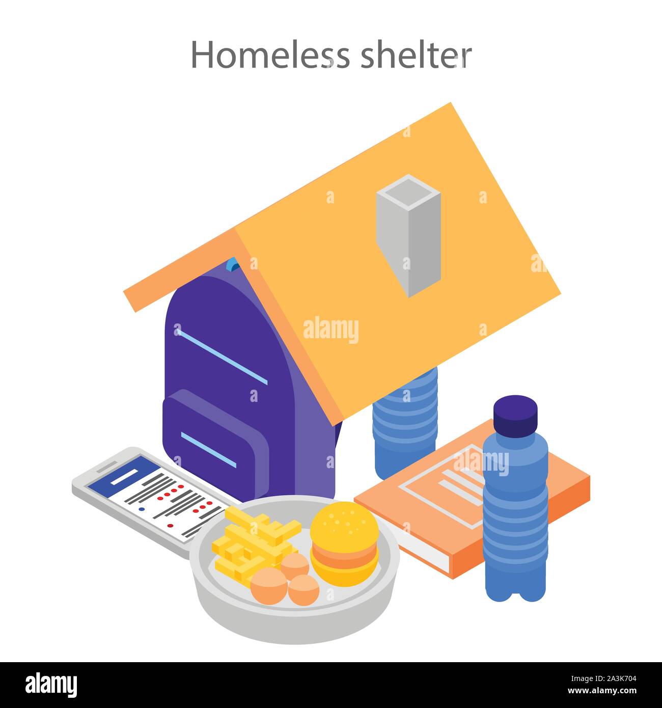Homeless shelter concept background, isometric style Stock Vector Image ...