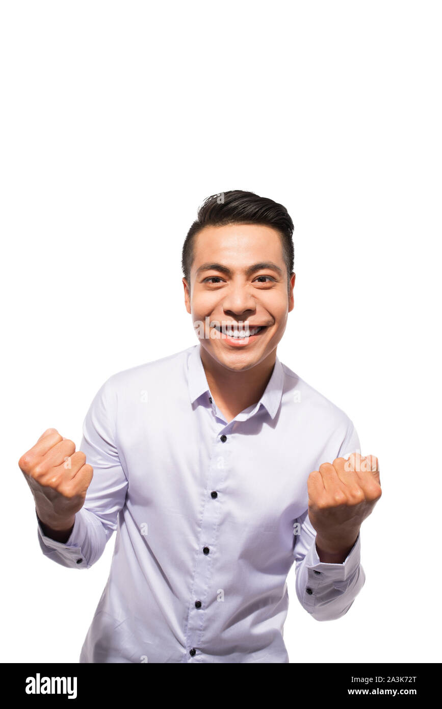 Excited casual man standing hi-res stock photography and images - Alamy