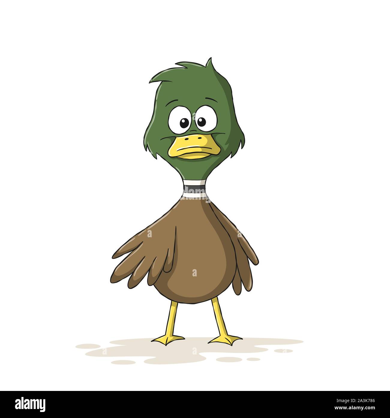 Cute cartoon duck. Hand drawn vector illustration with separate layers ...
