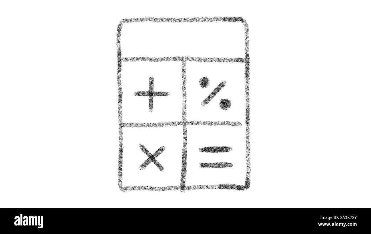 calculator icon with drawing style on chalkboard, animated footage ...