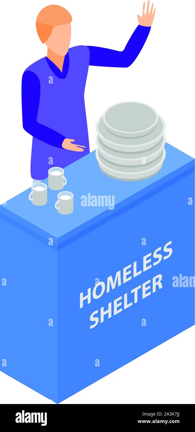 Man give food to homeless people icon, isometric style Stock Vector ...