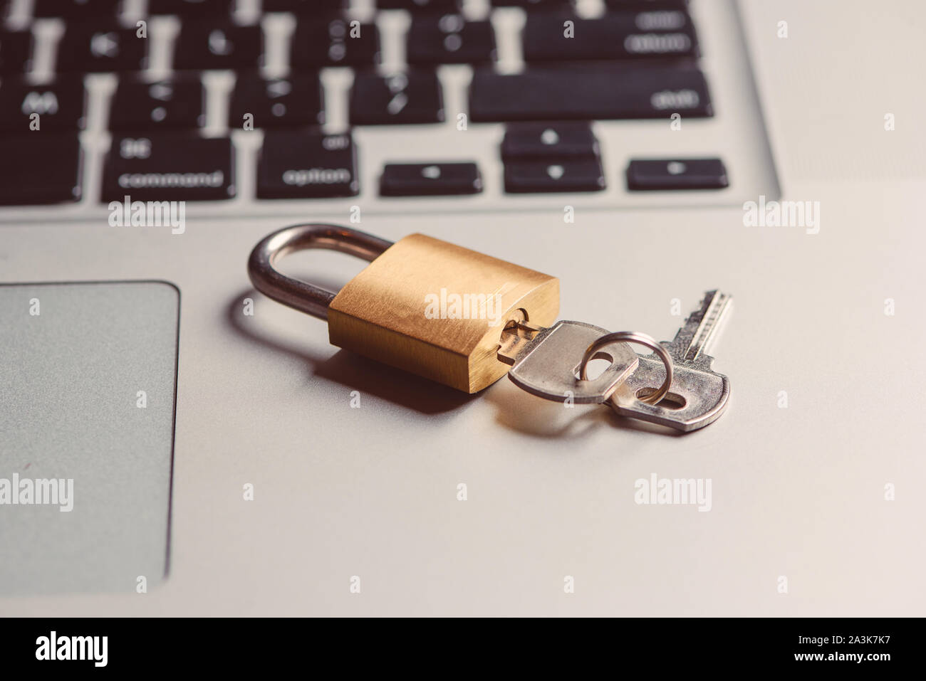 Computer security and data protection concept. Laptop with an locked ...