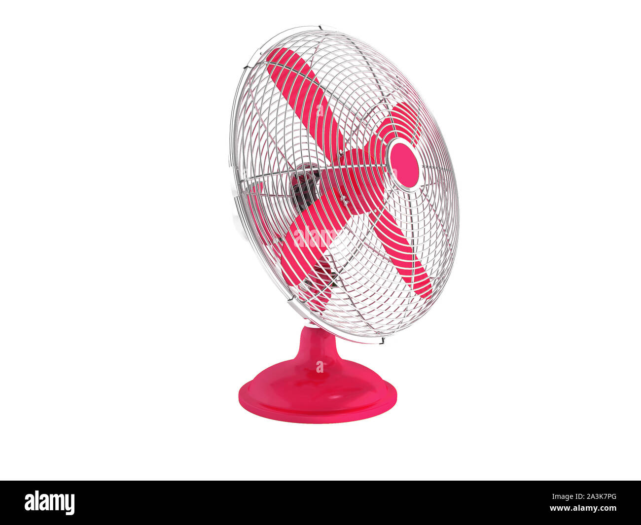 Modern red metal fan for cooling office front view 3d rendering on ...