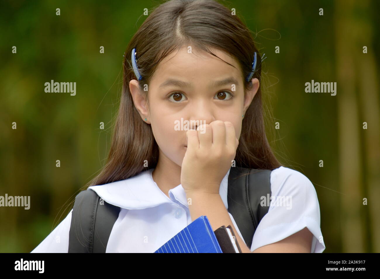 Cute Girl Student Afraid Stock Photo - Alamy