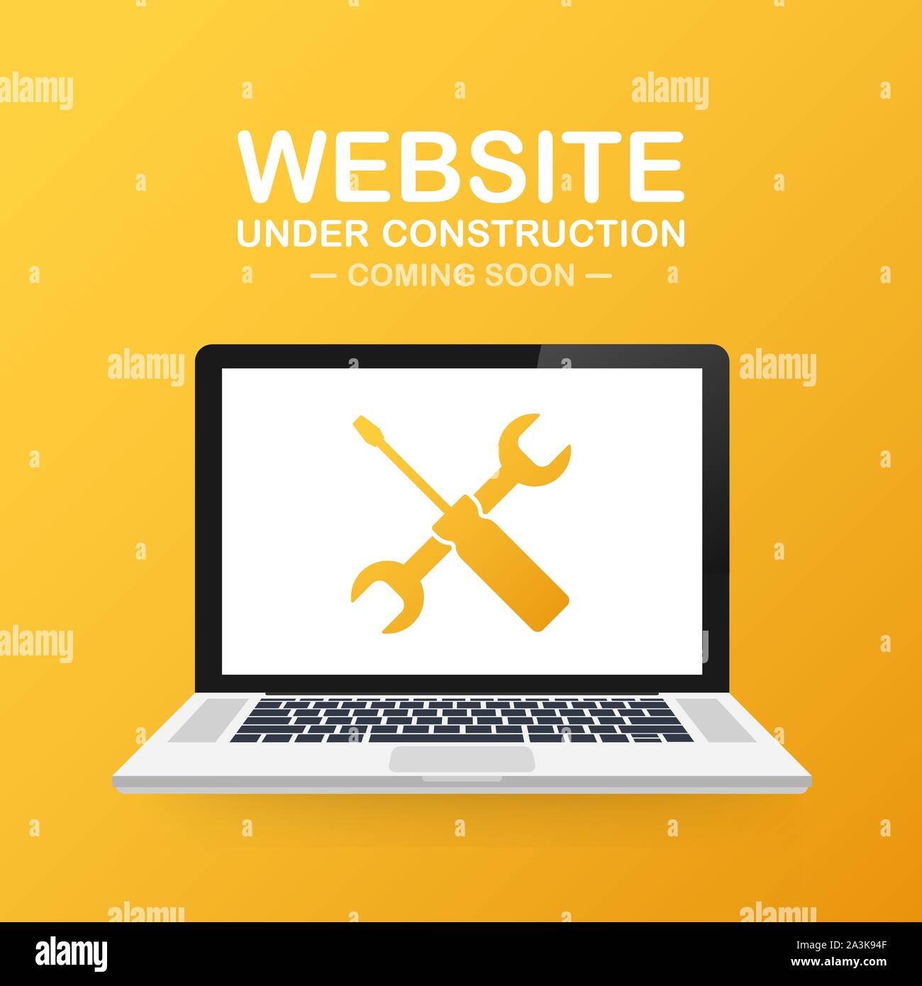 Website Under construction sign on laptop. Vector stock illustration ...