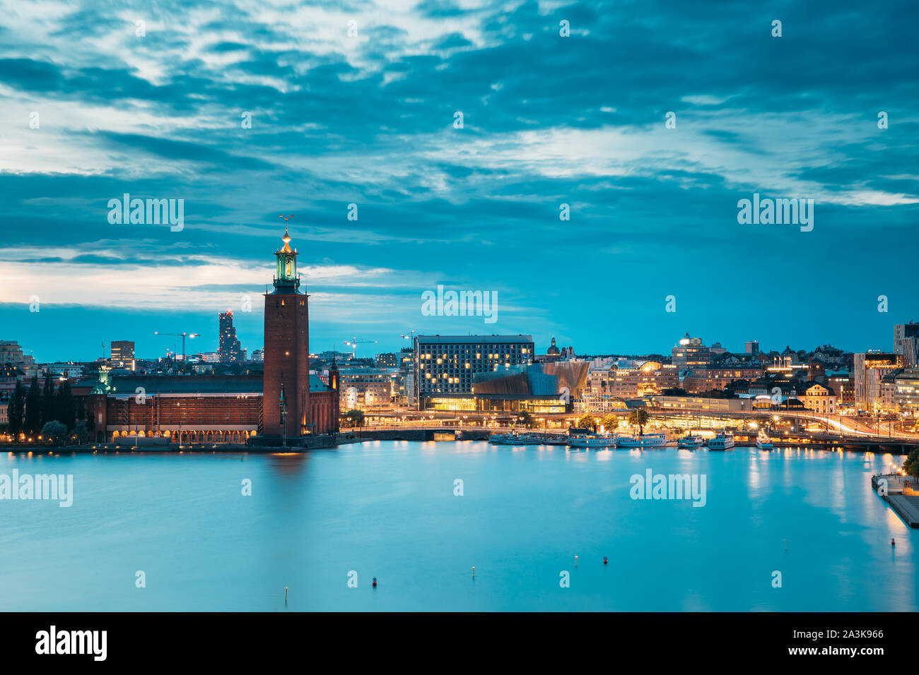 Stockholm, Sweden. Scenic Skyline View Of Famous Tower Of Stockholm ...