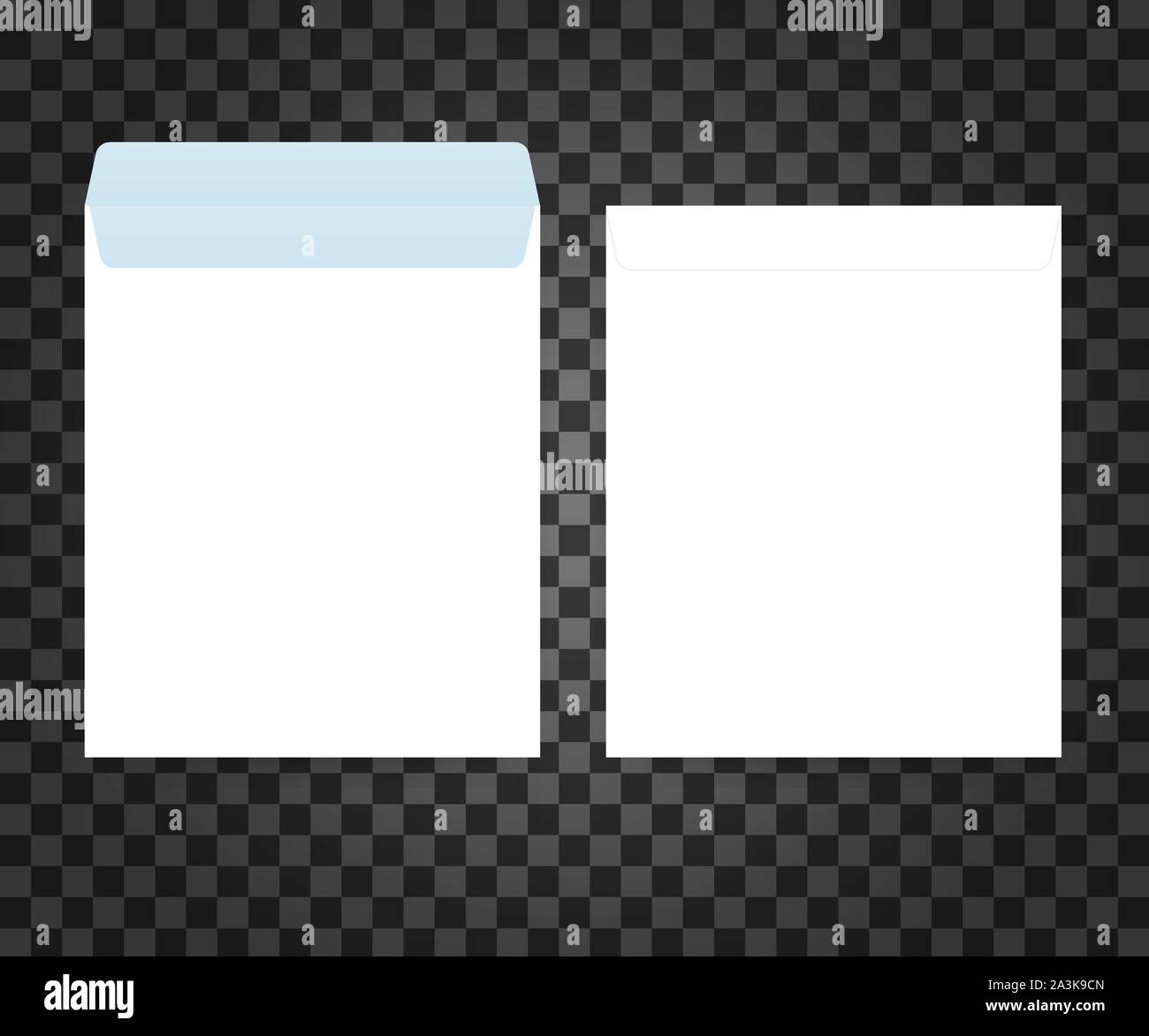 DL Envelopes mockup front and back view. Vector stock illustration ...