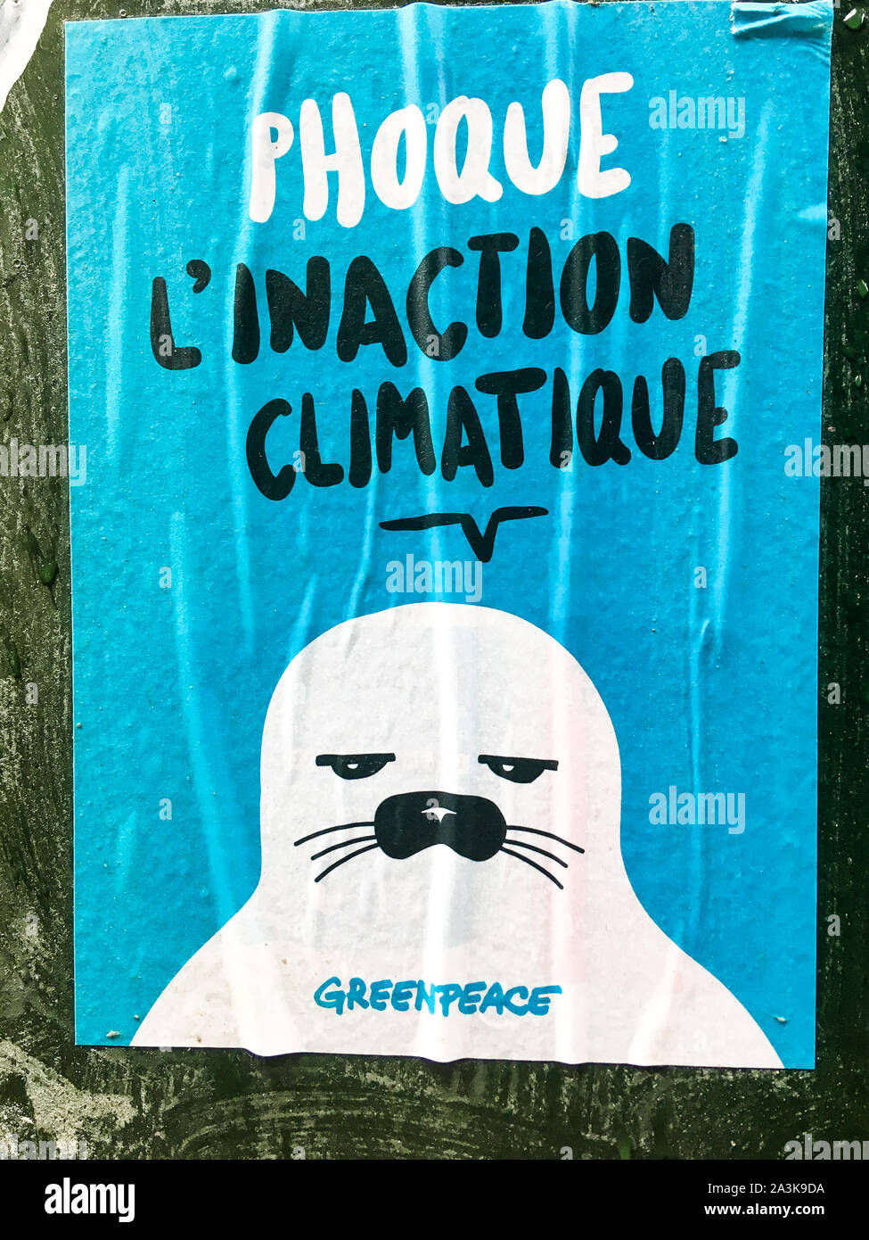 Greenpeace poster protest Climatic inactivity, Lyon, France Stock Photo ...