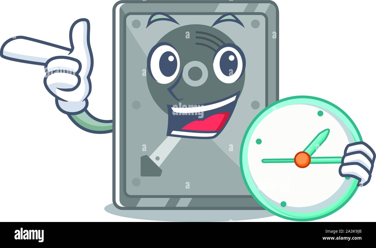 With clock hard drive internal mascot isolated cartoon Stock Vector ...