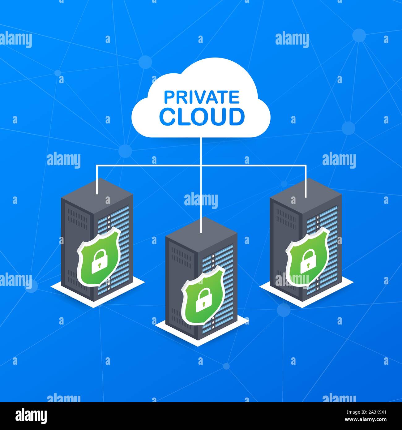 VPC. Private cloud within a company icon of secure data store hand ...