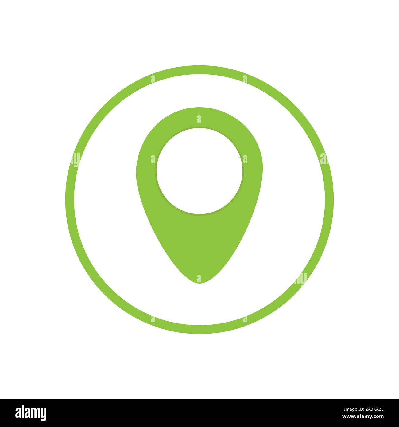 Green geo pin as logo with copy space on white. Geolocation and ...